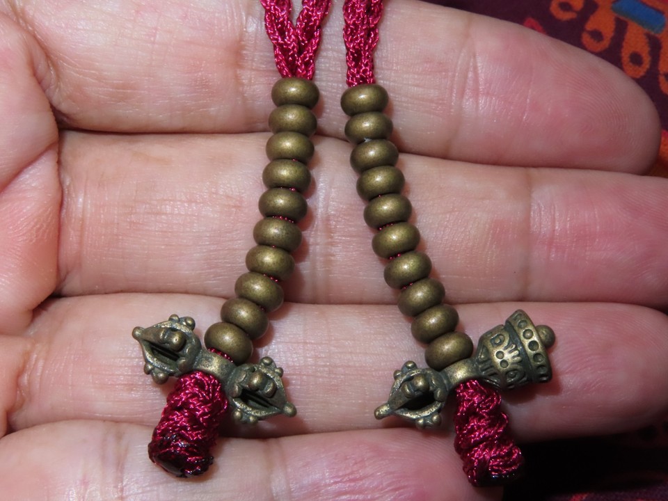Nepal Tibet Buddhist Solid Copper Dorje & Bell Mala Prayer Beads ...