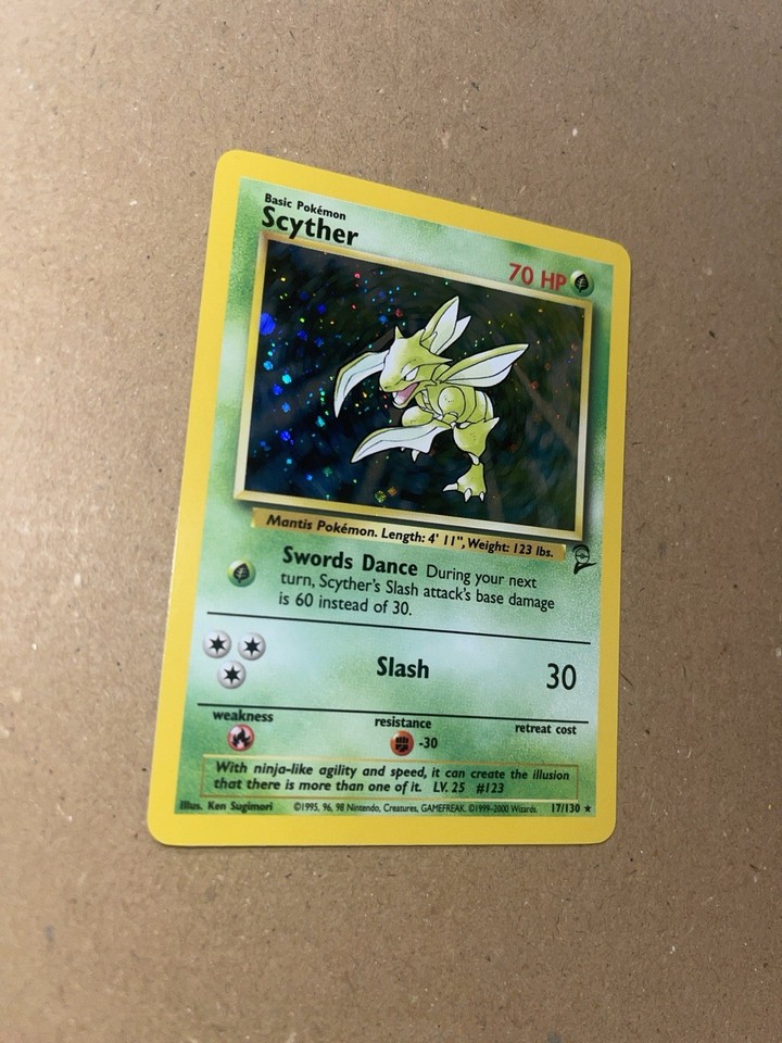 Scyther 17/130 HOLO Rare Base Set 2 WOTC Vintage Pokemon Card Near Mint ...