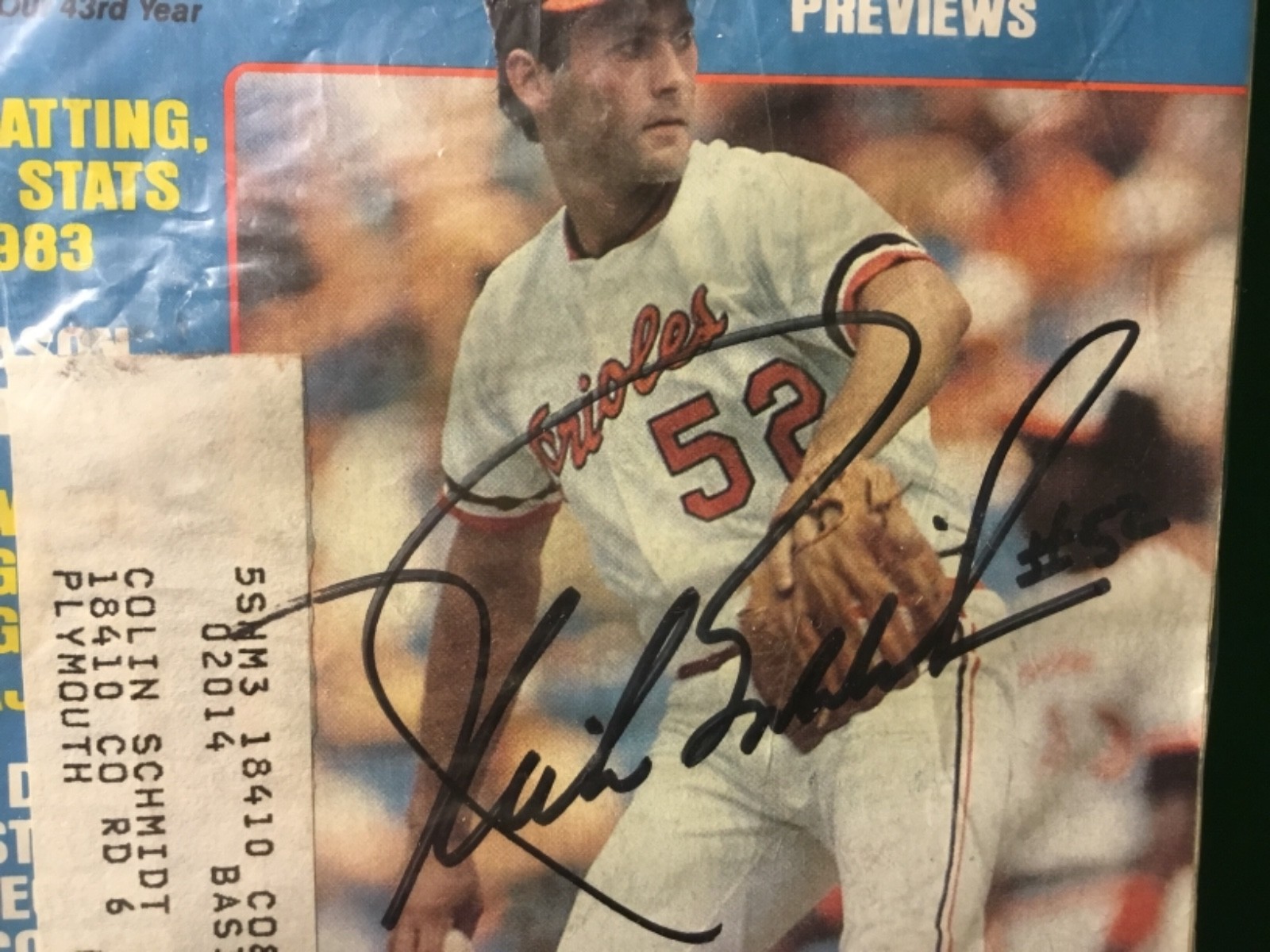 MIKE BODDICKER SIGNED BASEBALL DIGEST/ BALTIMORE ORIOLES PITCHER HOFer ...
