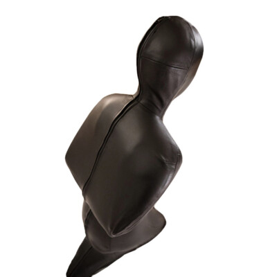 PU Leather Latex Full Body Bondage Bodysuit Jumpsuit Costume Restraint ...