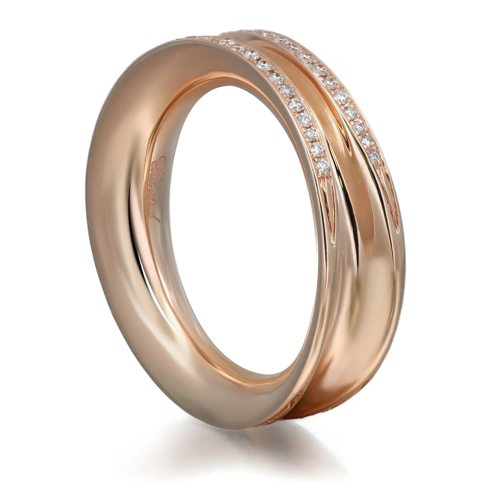 Chopard Round Diamond Pinched Band Ring 18K Rose Gold 0.22Cttw 52 US 6 ...