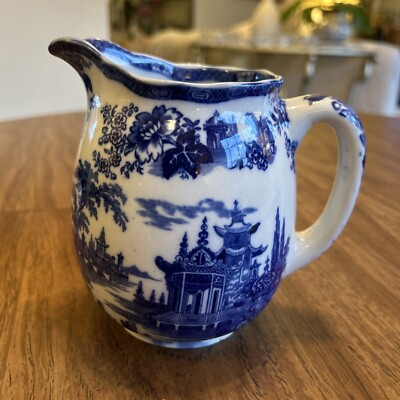 Royal Doulton Flow Blue Pitcher 6” Madras Pattern Antique Cir 1901-1922 ...