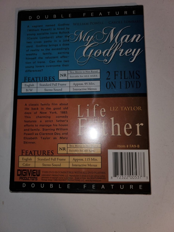 My Man Godfrey/Life with Father (DVD, 2006) ELIZABETH TAYLOR ...