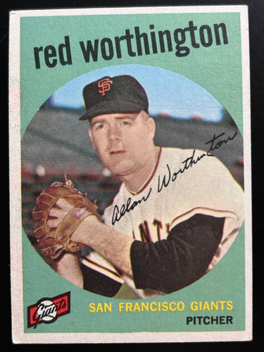 1959 Topps #28 AL "RED" WORTHINGTON San Francisco Giants MLB baseball ...