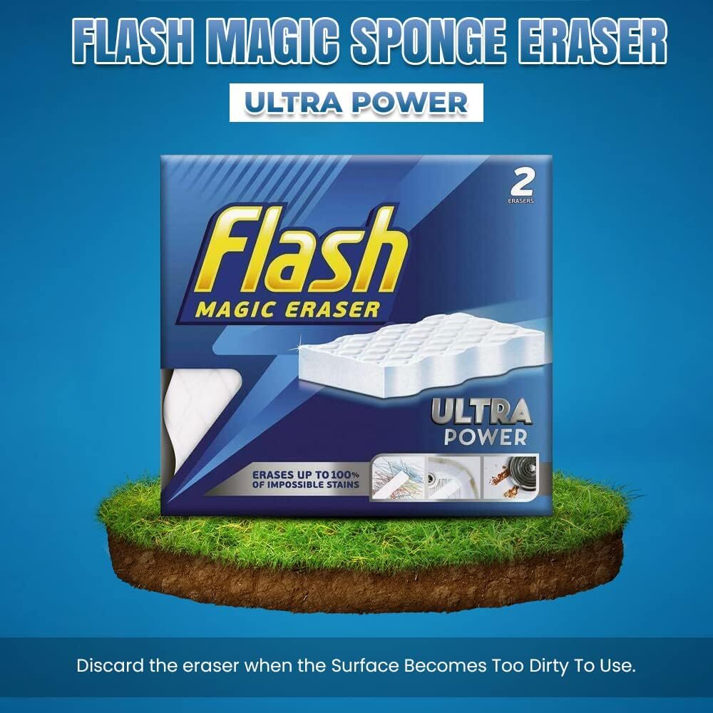 Flash Magic Eraser Ultra Power Re-Usable Sponge Remover Stain Scuffs ...
