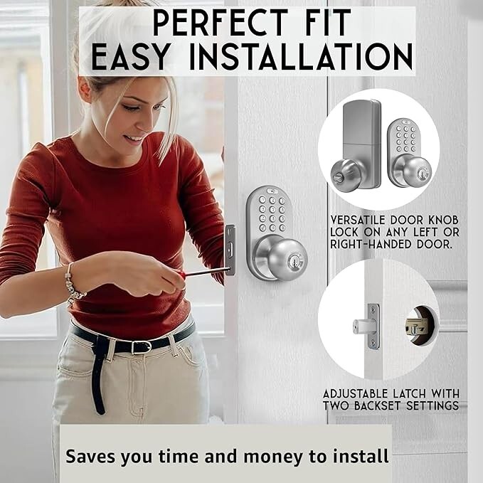 MiLocks TKK-02SN Tkk-Sn Digital Door Knob Lock with Electronic Keypad ...