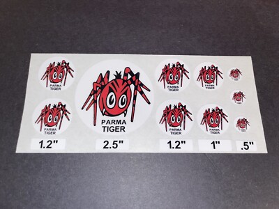 10x Vintage Style PARMA TIGER Variety Red Stickers Decals Slot Cars | eBay