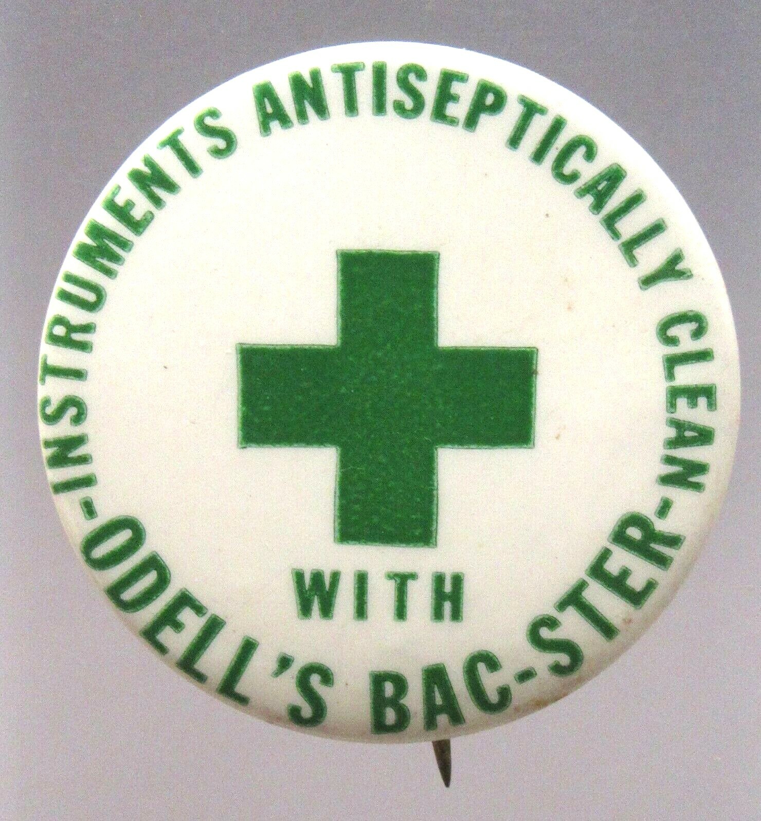 early vintage ODELL'S BAC-STER INSTRUMENT CLEANER 1.5" pinback button ...