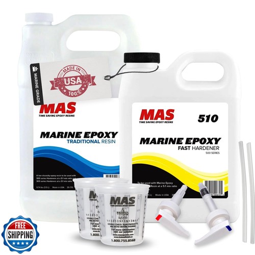 MAS Epoxies Marine Epoxy Resin Kit (1.2-Gallon, Fast) 5:1 Total High ...