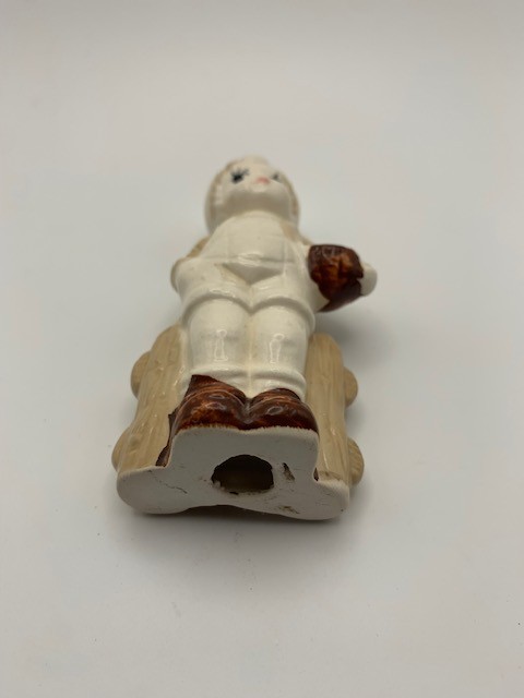 Vintage Miniature Porcelain Ceramic Boy w Basket Near Fence Figurine ...