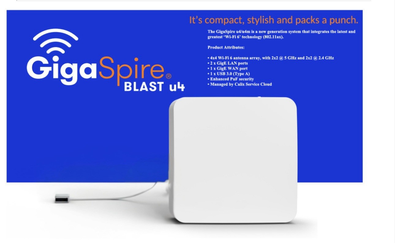 Calix GigaSpire Mesh Blast U4m GM1028 Wi-Fi 6 Mesh | eBay