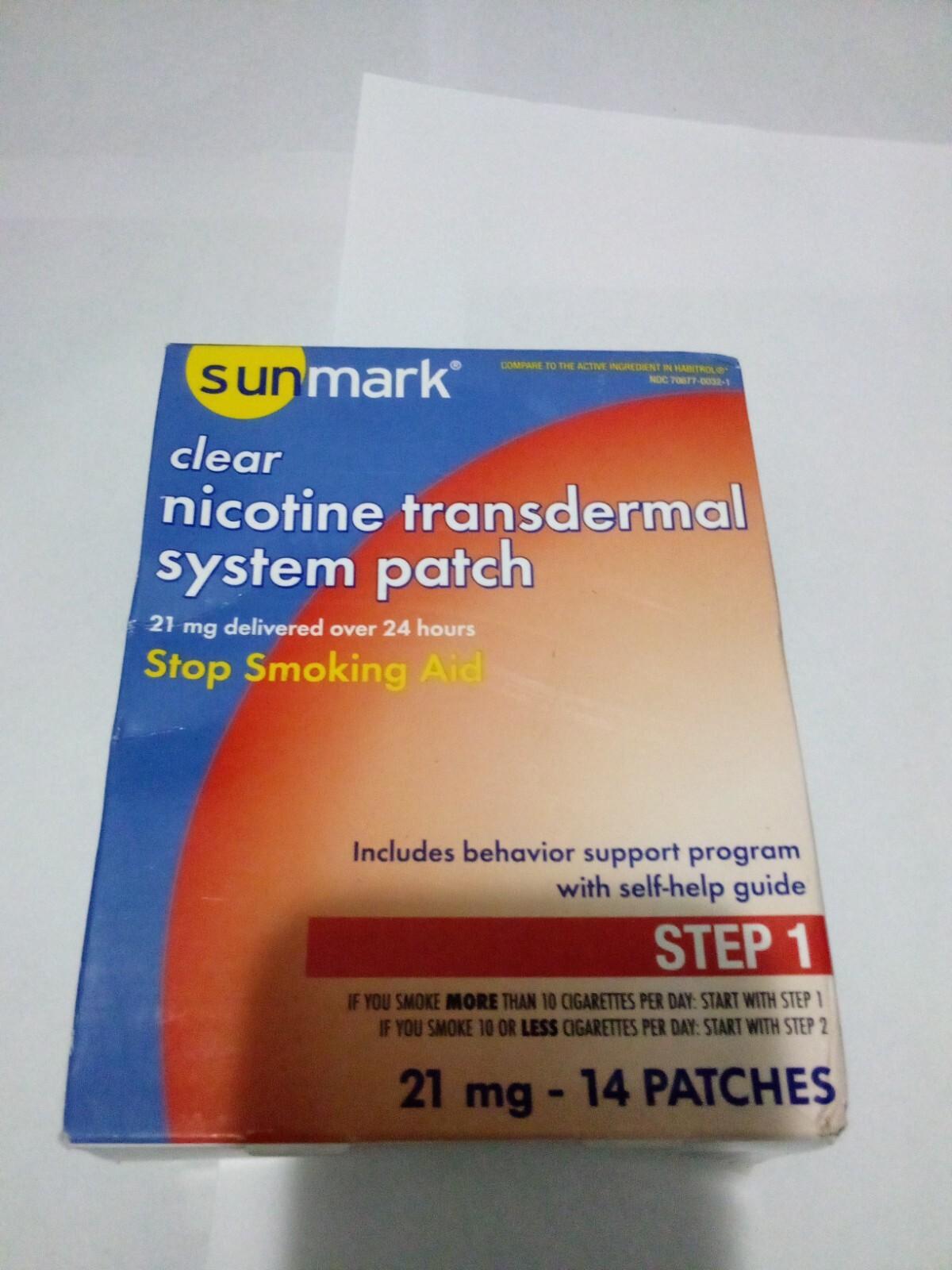 Sunmark Clear Nicotine Transdermal System Patches Step 1 21 mg Count of ...