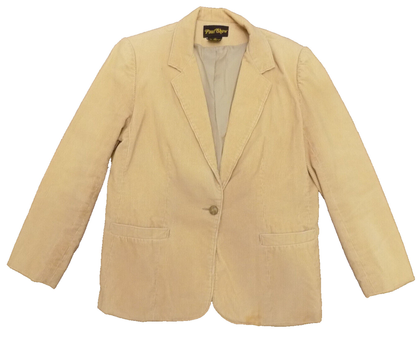 Vtg 70s Paul Shaw 1 Button Corduroy Creamy Tan Sport … - Gem