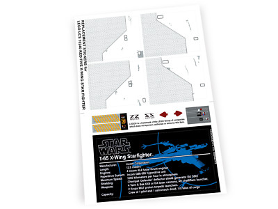 CUSTOM STICKERS for Set 10240 RED FIVE X-WING STARFIGHER, MODEL ...