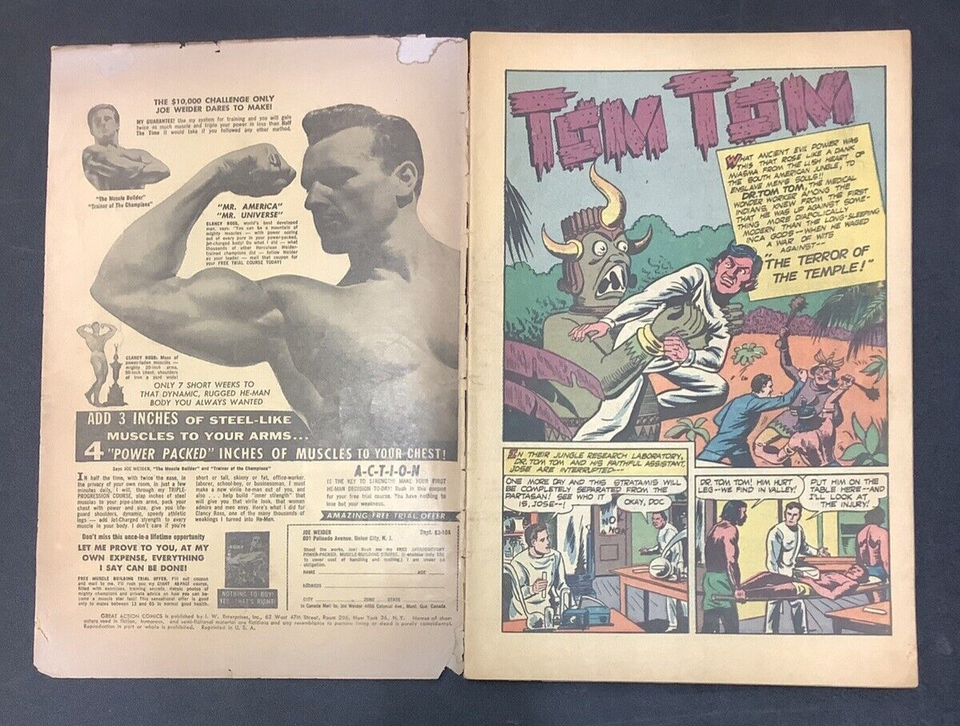 GREAT ACTION COMICS #1 GOLDEN AGE 1958 COMIC BOOK LOT GOLD METAL #1 ...