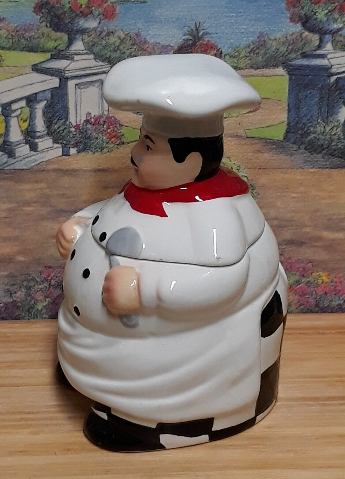 Set of Two Casa Vero Fat Chef Ceramic Canisters with Shalf by ACK | eBay