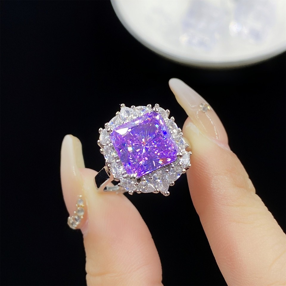 New 10mm Purple Kunzite Ice Flower Cut Gems Charm Women Silver Earring ...