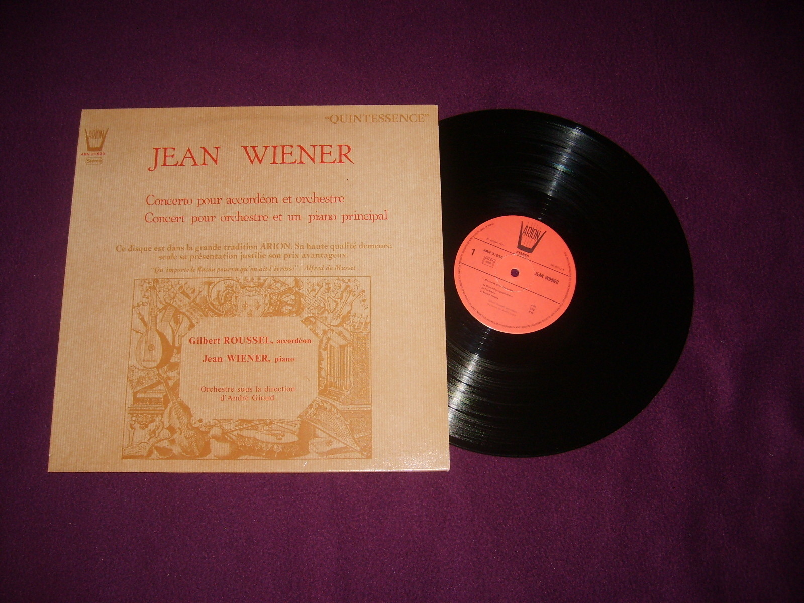 LP JEAN WIENER / GILBERT ROUSSEL / CONCERTO ACCORDEON PIANO / ARION ARN ...