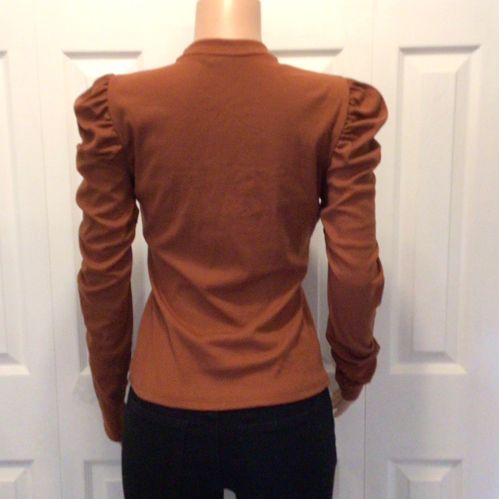 Shein Womens Brown Leg Of Mutton Long Sleeve Stretch Sweater Size Large ...