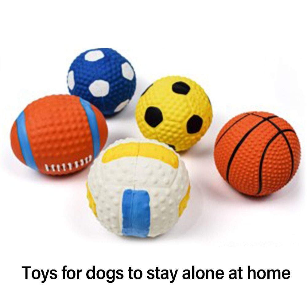 Balls Natural Latex Squeak Toys Rugby Ball Toy Chew Play Ball Pets ...