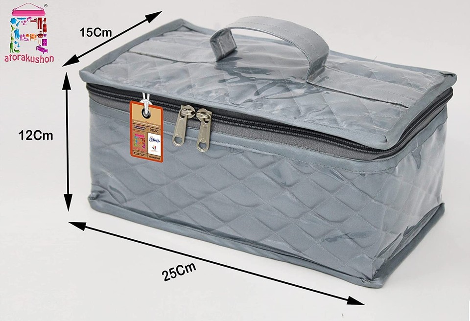 Satin Makeup Kit Travel Jewelry Organizer Locker Box Pouch Clutch Bag ...