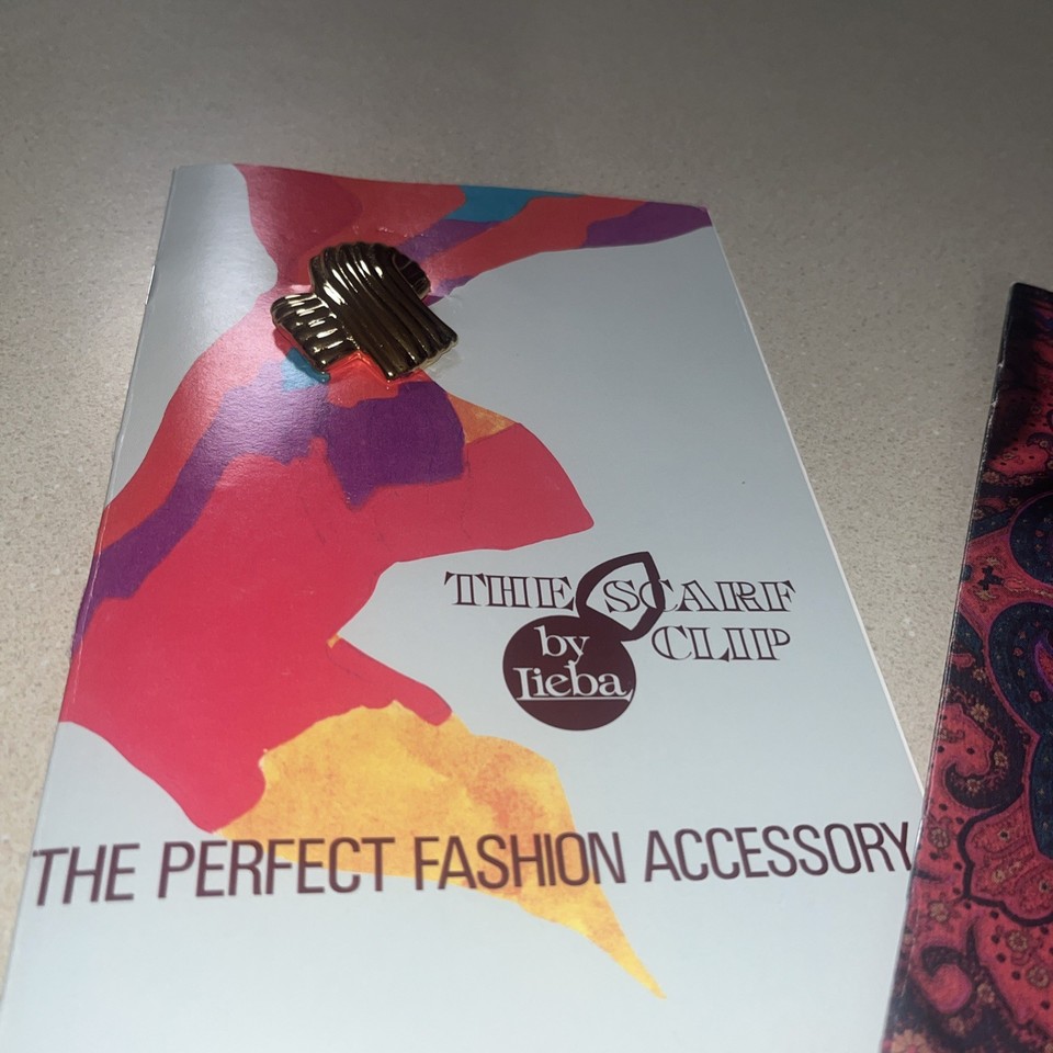 Two Vtg Lieba Scarf Clips USA Textured Gold Tone Circle Ring Signed W ...