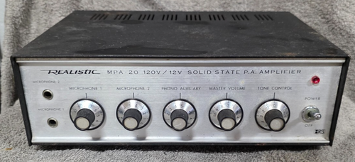 Vintage Realistic MPA-20 120V/12V Solid State P.A. Amplifier UNTESTED ...