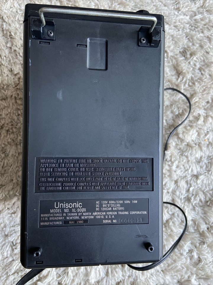 Vintage Mini TV Black & White 5” Unisonic Portable XL-900X AC-DC Tested ...