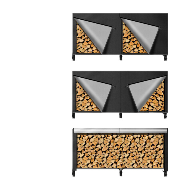 Style Selections 98 in x 26 in x 44 in Firewood Log Rack - Black (53176 ...