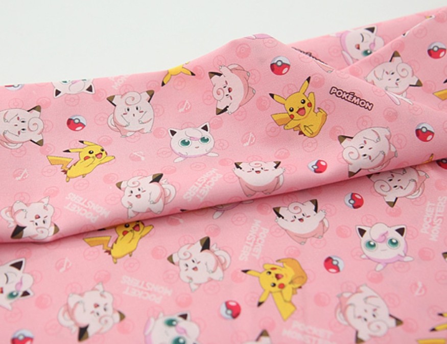 Pocket Monster Pokemon JigglyPuff Pikachu Fabric made in Korea by the ...
