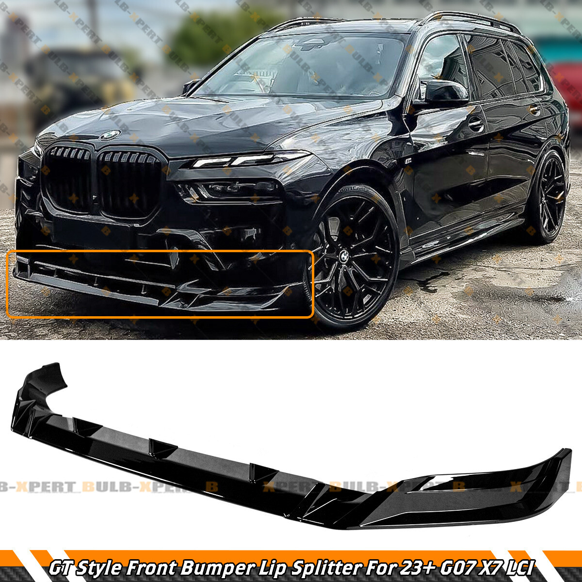 For 2023-25 BMW X7 G07 LCI M Sport GT Style Gloss Black Front Bumper ...