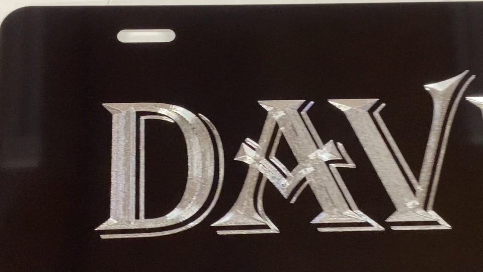 White Custom Personalized Name Diamond Etched License Plate Sturdy ...