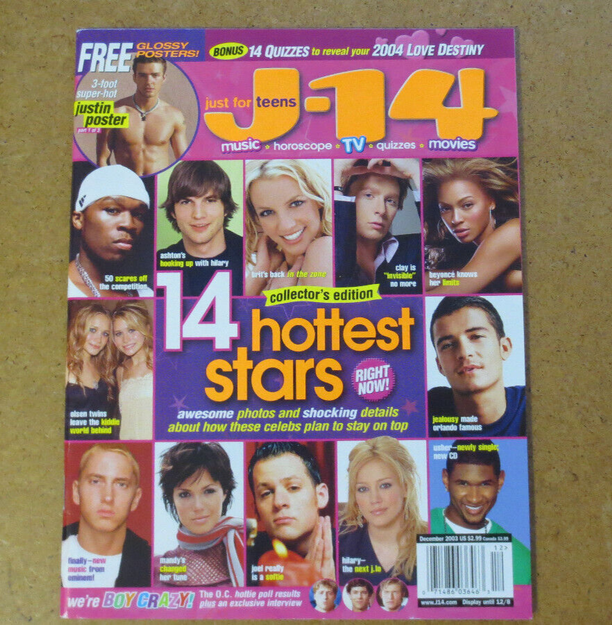 J-14 Magazine Britney Spears TRAVIS FIMMEL Justin Timberlake PINK Gwen ...