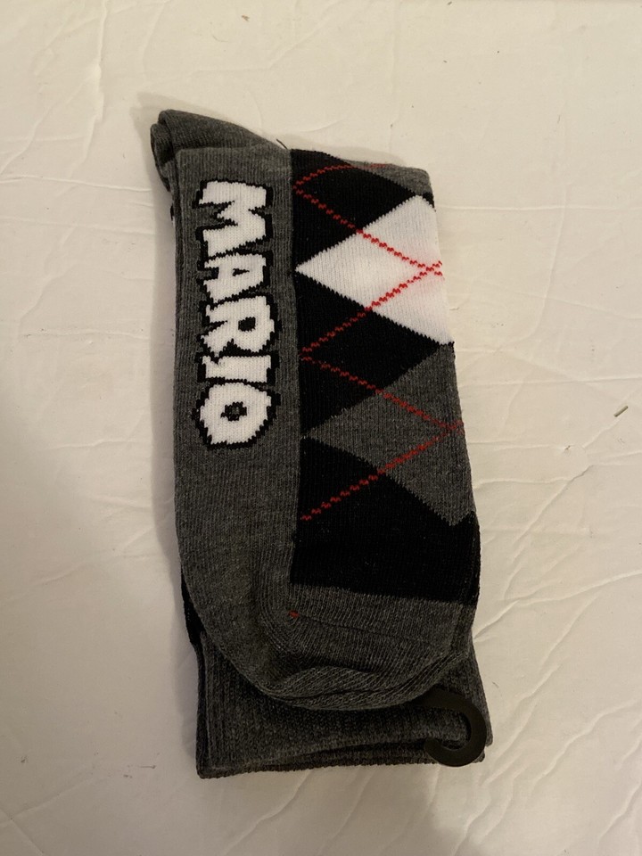 New: Nintendo Super Mario Kart Crew Socks Argyle Mario Bros NES 64 ...