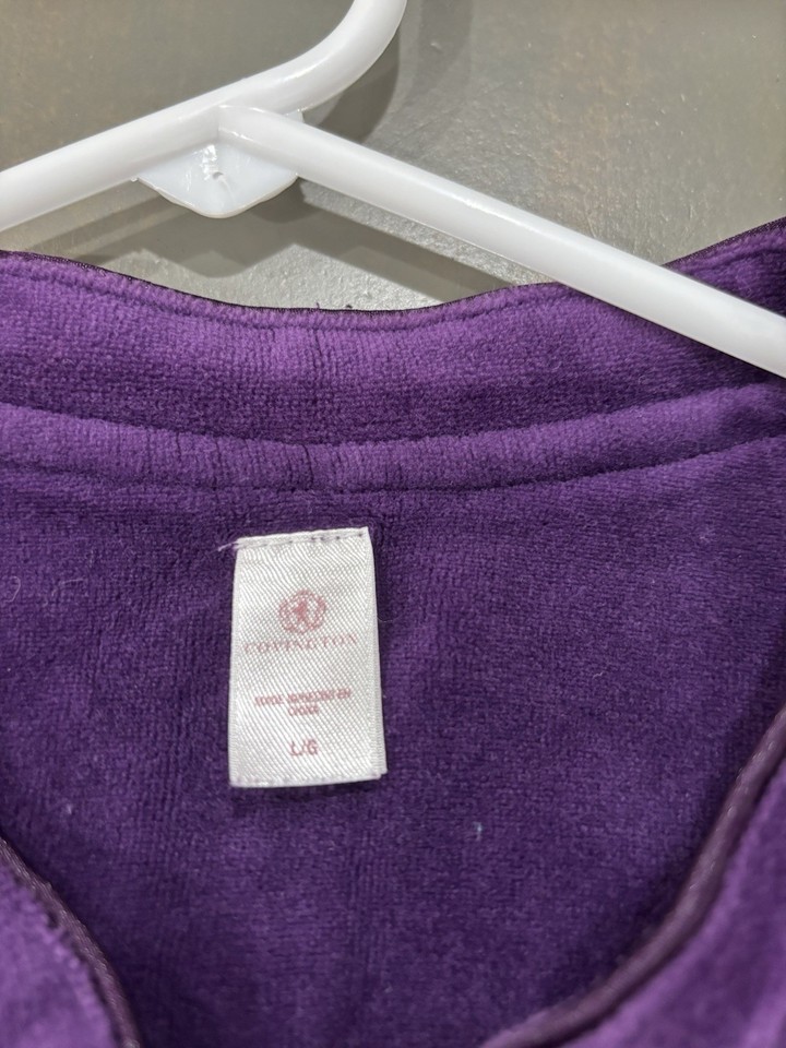 Covington Velour Robe Women's Purple Large Full Zip Pockets Cotton ...