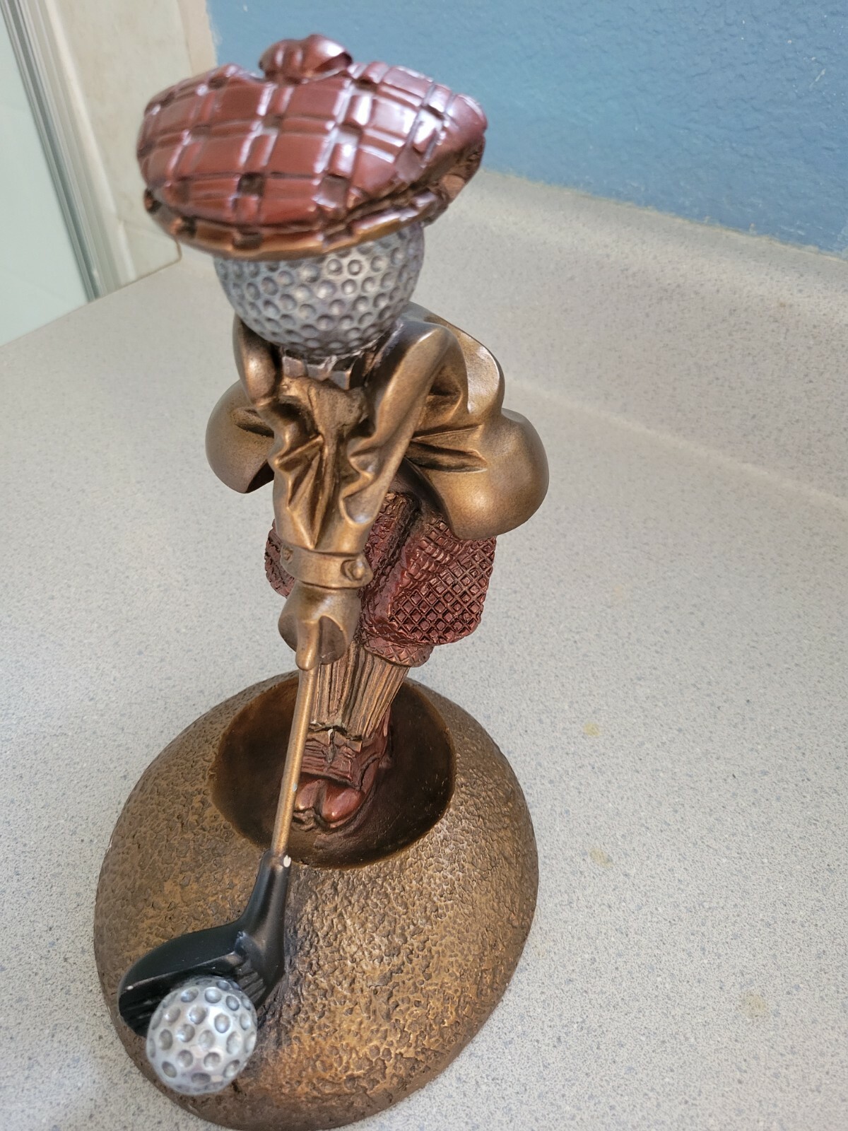 1999 Austin Sculpture Bronze Tone Golf Ball Head Golfer | eBay
