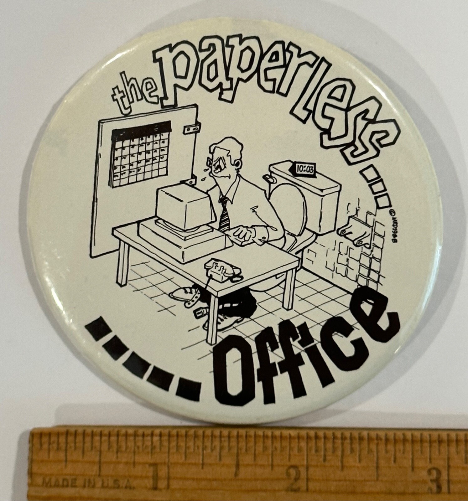 VTG the paperless …. Office pinback button JUMBO SIZE toilet paper ...