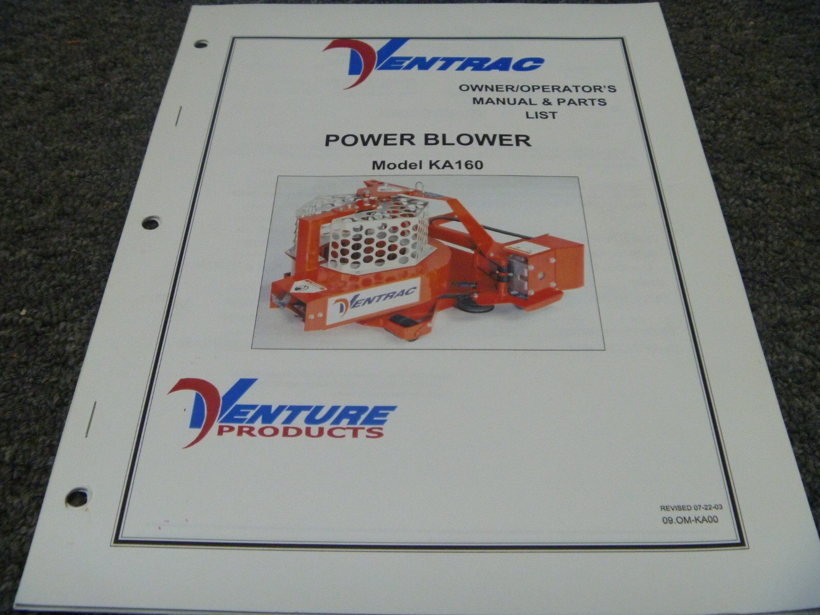 Ventrac KA160 Power Blower Parts Catalog & Owner Operator Manual OM ...