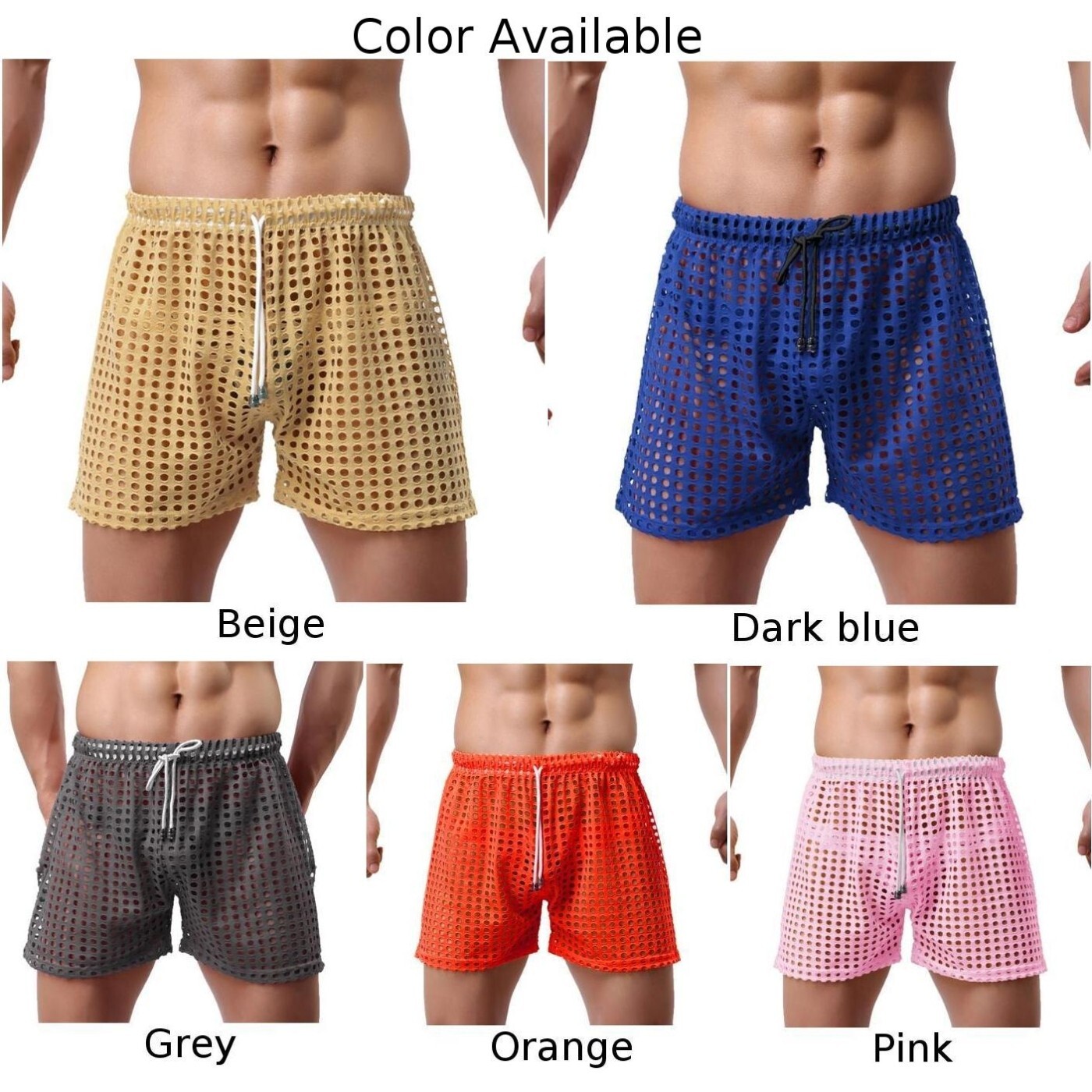 Sexy Men's Breathable Mesh Sheer Boxer Trunks Shorts Lounge Underwear ...