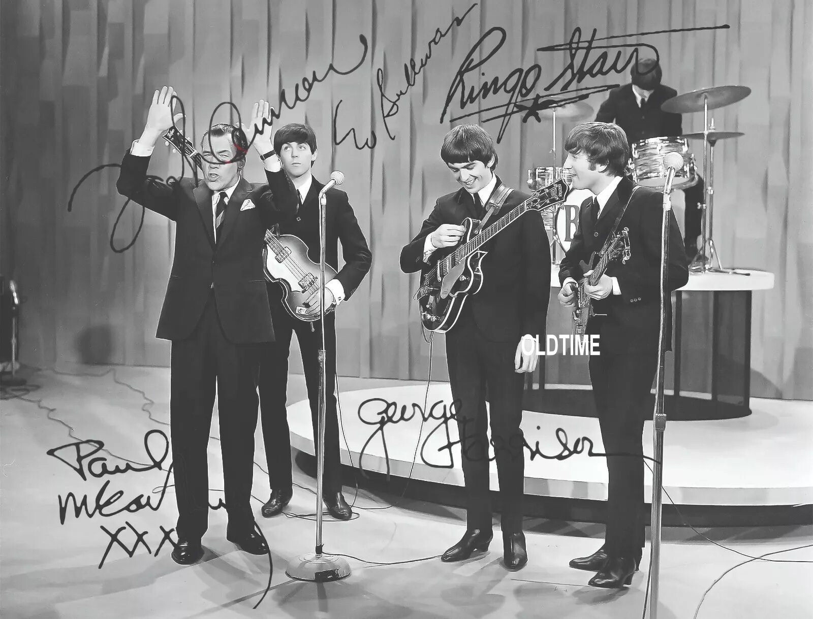The Beatles 1964 Debut on Ed Sullivan Show Reprint Autographed Signed ...