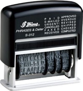 Self-inking Dial-A-Phrase Date Stamp, Black Ink, 12 Changeable Messages ...