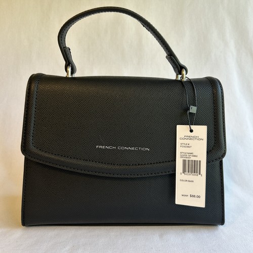 French Connection Bag Top Handle Crossbody Faux Leather Black ...