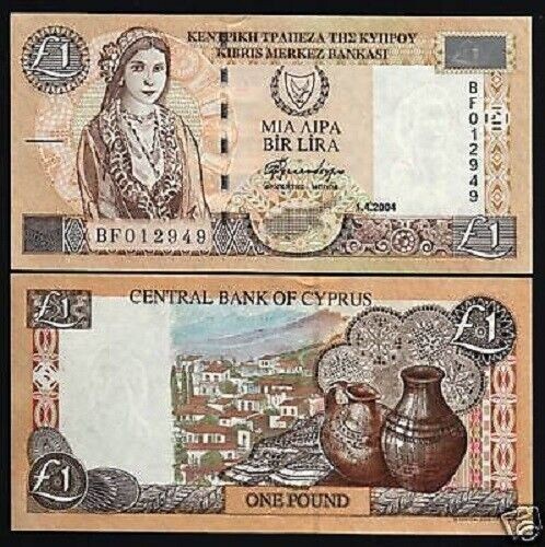 Cyprus £1 POUND P-60 2004 Pre Euro UNC Cypriot Handicraft World ...