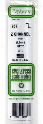 Evergreen 757 Styrene Z Channel Strips 14" 35cm .250" 6.3mm pkg (2) | eBay