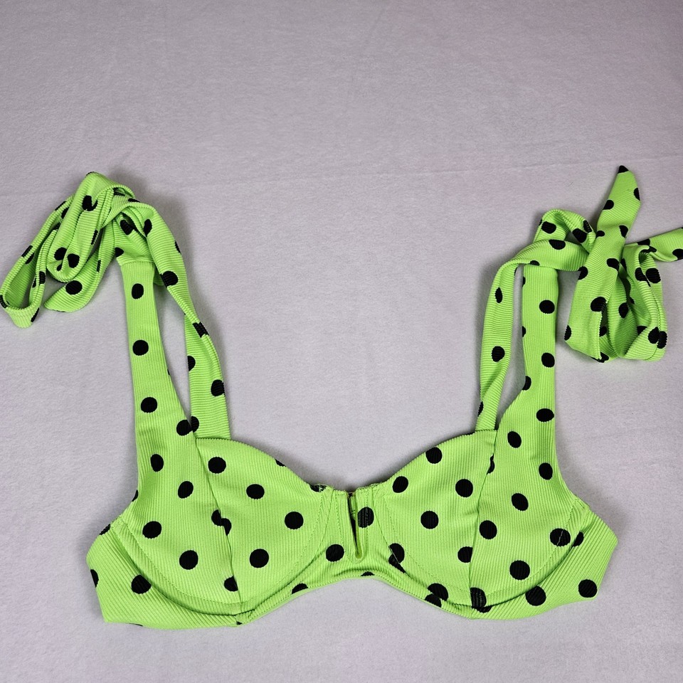 Beach Riot Vanessa Bikini Set Ribbed Lime Black Polka Dot M Bottoms L ...