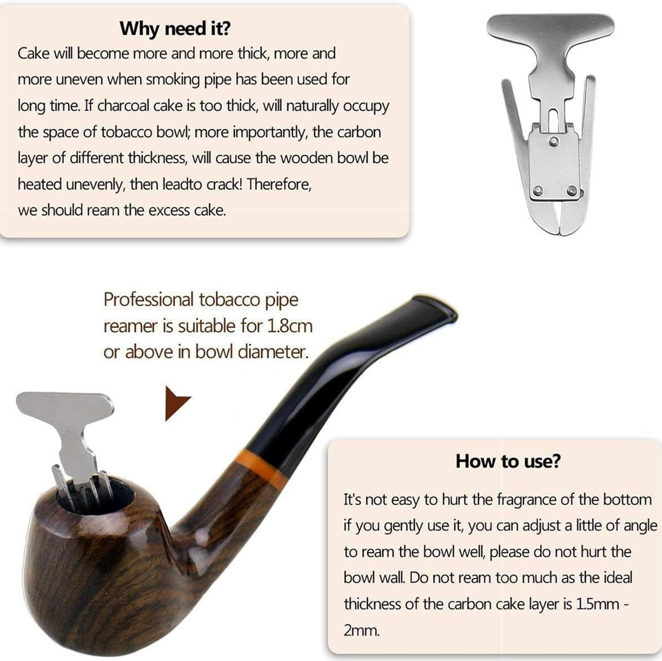 Handmade Tobacco Pipe Set, Ebony Wood Smoking Pipe with Leather Pipe ...
