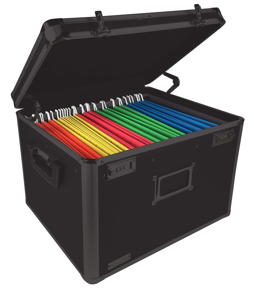 Vaultz Locking File Storage Box, 2-Handle, Letter/Legal, Tactical Black ...