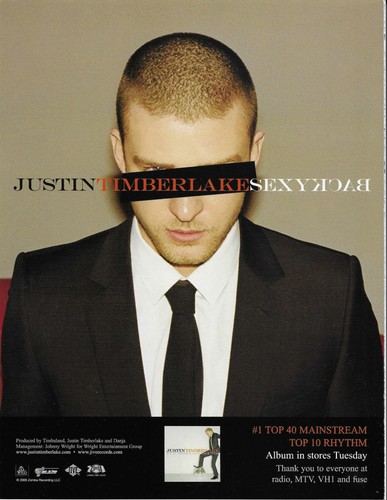 Nsync JUSTIN TIMBERLAKE Rare 2006 Sexyback PROMO TRADE AD Poster of ...