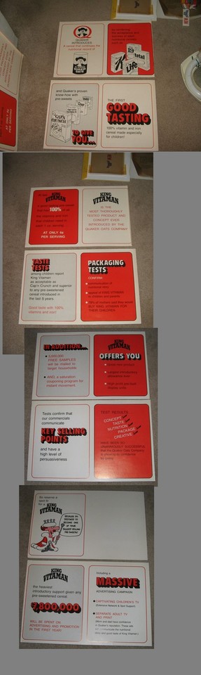 cereal box KING VITAMIN 1970 Jay Ward (8) promo folder Quisp Quake Capn ...