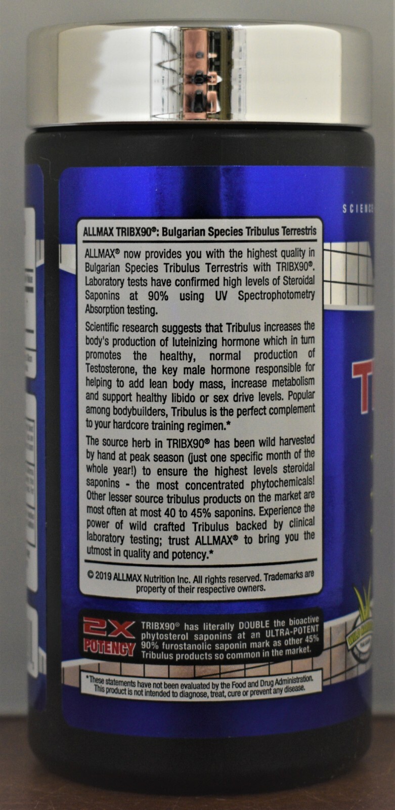 TRIBX90 - 90 Capsules - 100% Pure Tribulus Terrestris Tribex Allmax ...